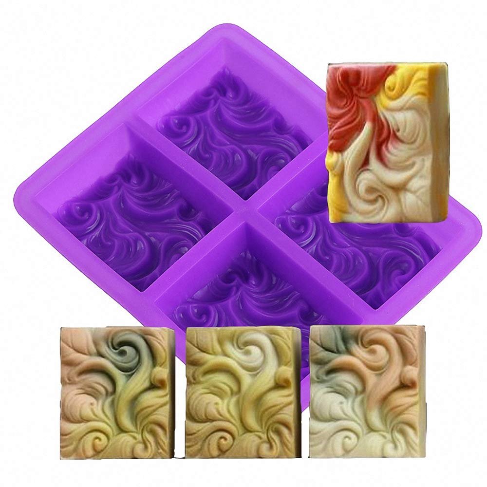 Vedini 4 Cavities Ocean Wave Silicone Soap Mold | JINDEAL INC