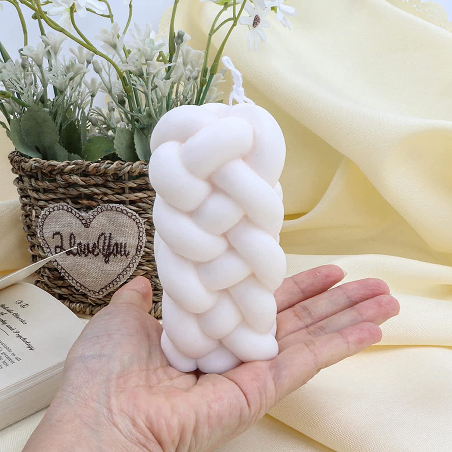 3D Rope Knot Twisted Pillar Candle Silicone Mold jindeal inc