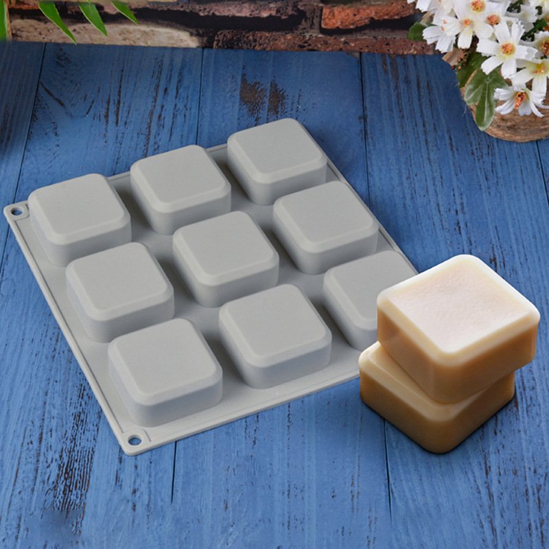 Vedini 9 Cavity square soap silicone molds | JINDEAL INC