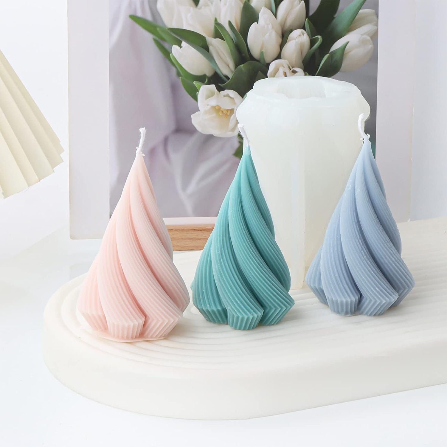 Vedini Twisted Spiral Cone Shape Column Candle Mold