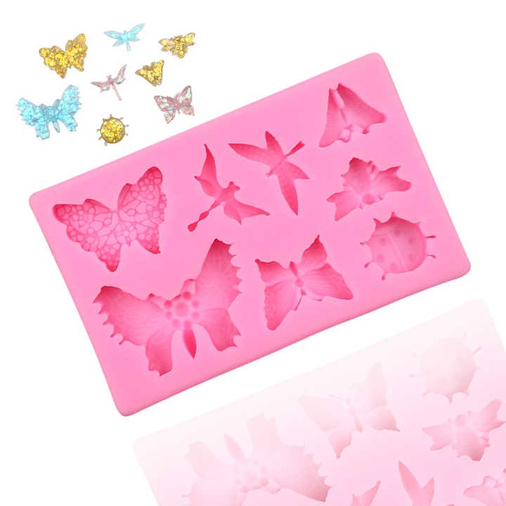 Different butterfly and insect shape silicone resin mold